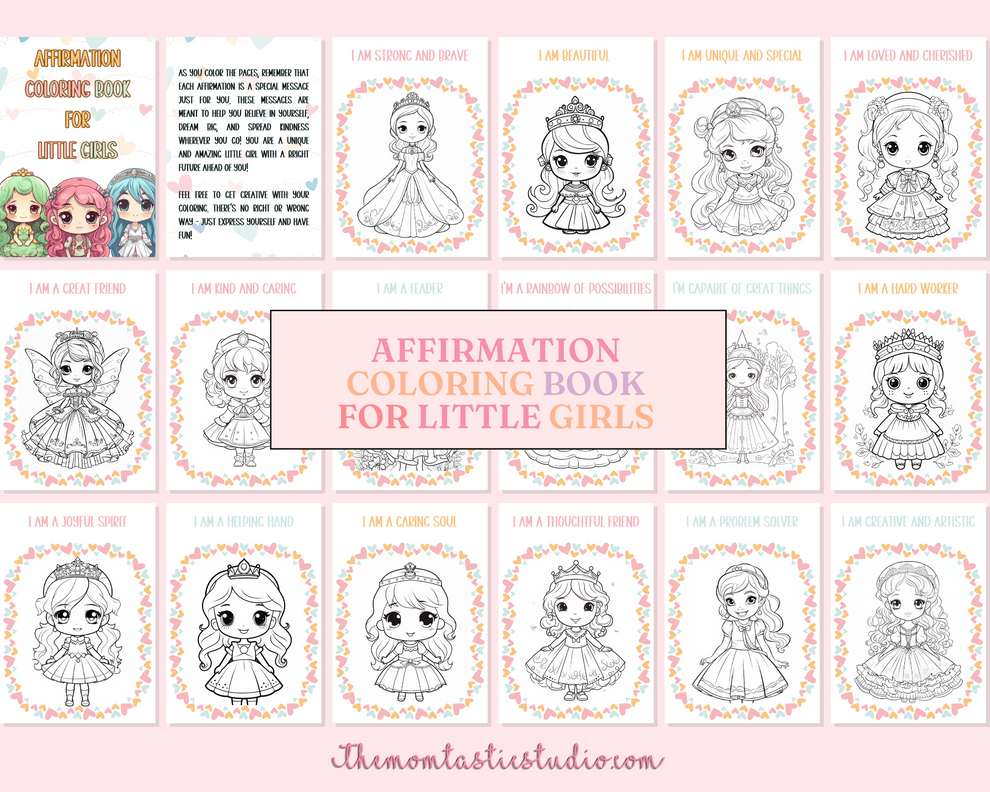 Affirmation Coloring Book for Little Girls – Digital Template – Empowe ...