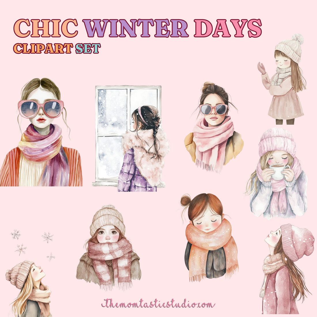 Chic Winter Days Clipart Set - 300 DPI – Instant Download – Commercial ...