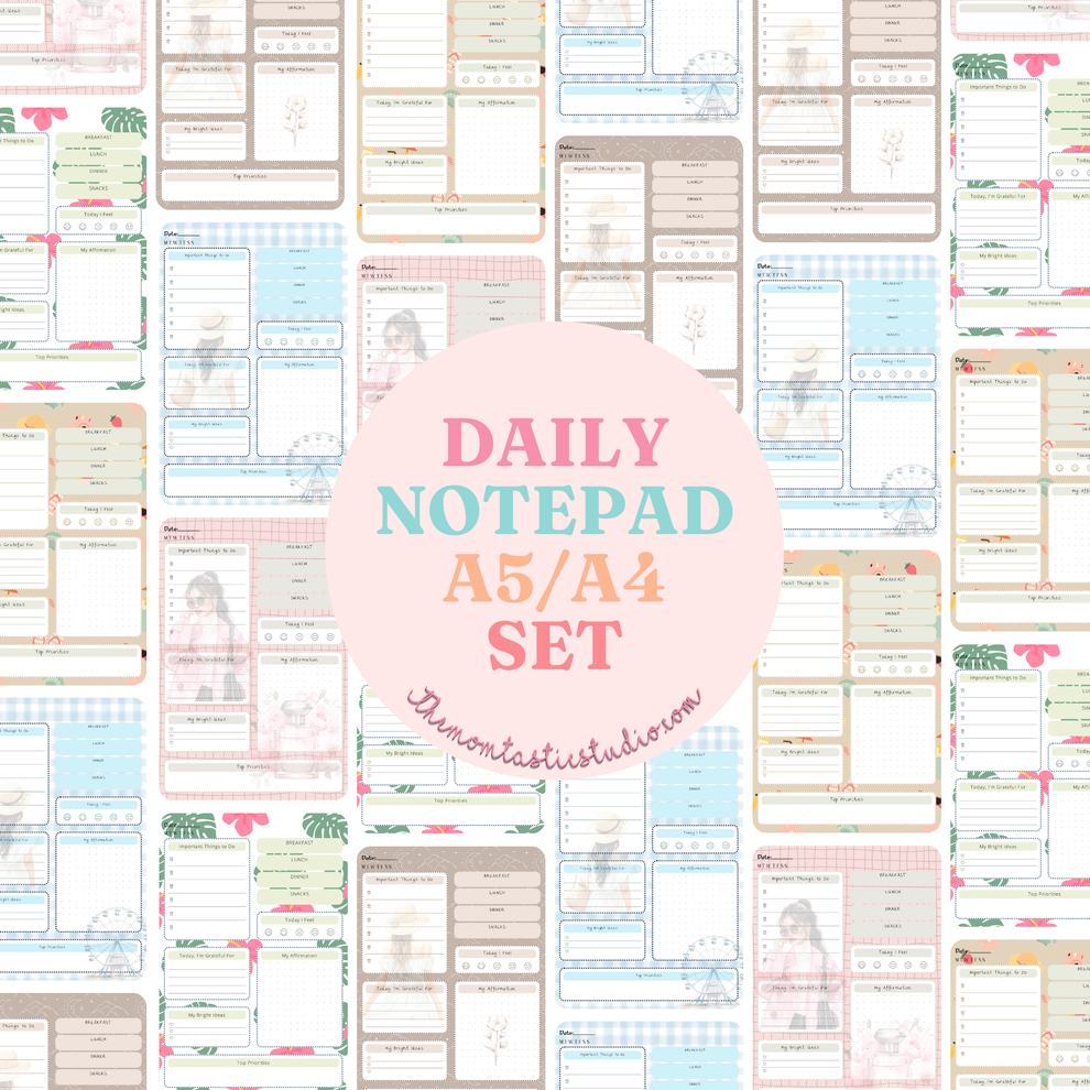 Daily Notepads - PDF File Only (A5/A4) - Commercial Use – The Momtastic ...