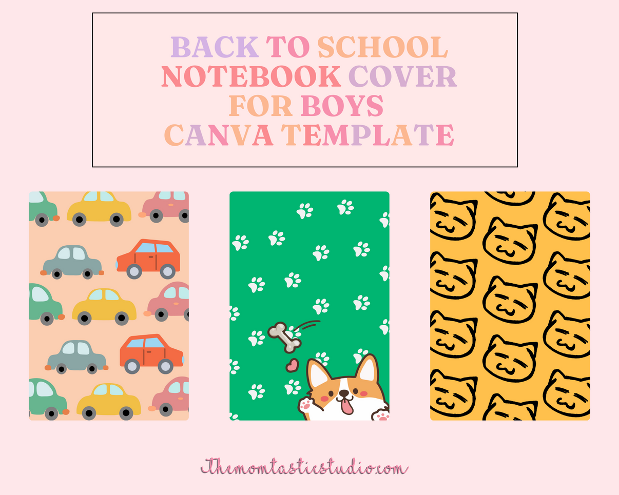 Back to School Notebook Cover Canva Template for Boys - 20 Pages - Com ...