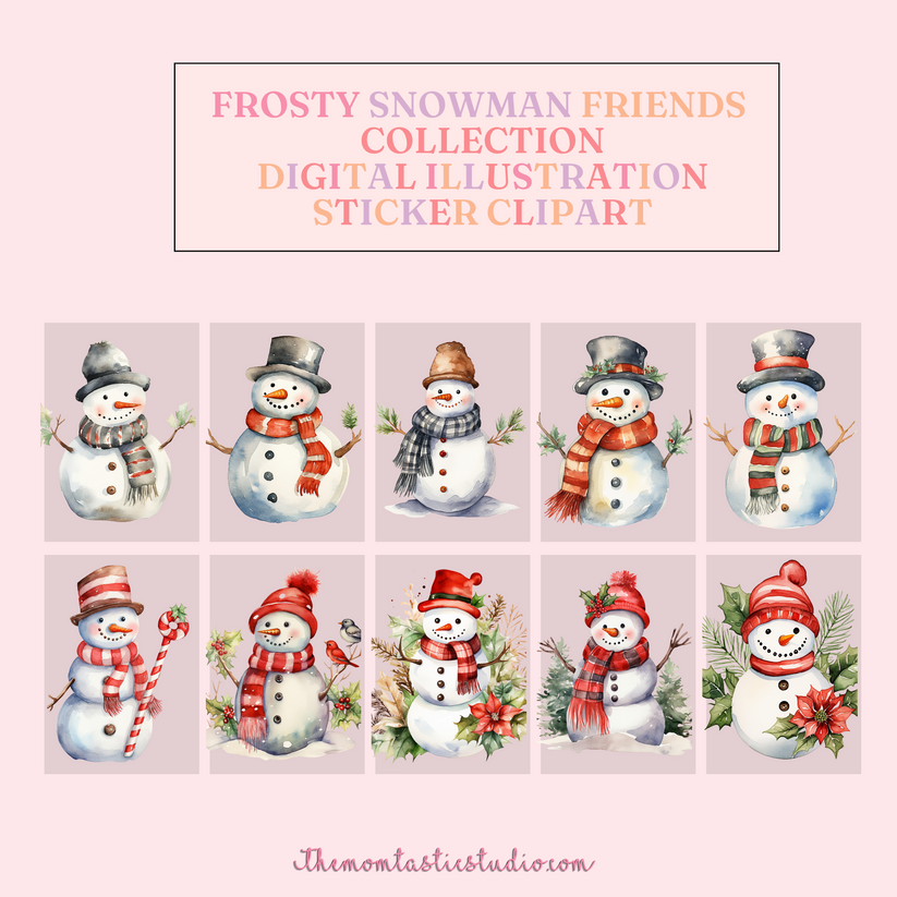 Frosty Snowman Friends Watercolor Cliparts – High-Quality PNG - Transp ...