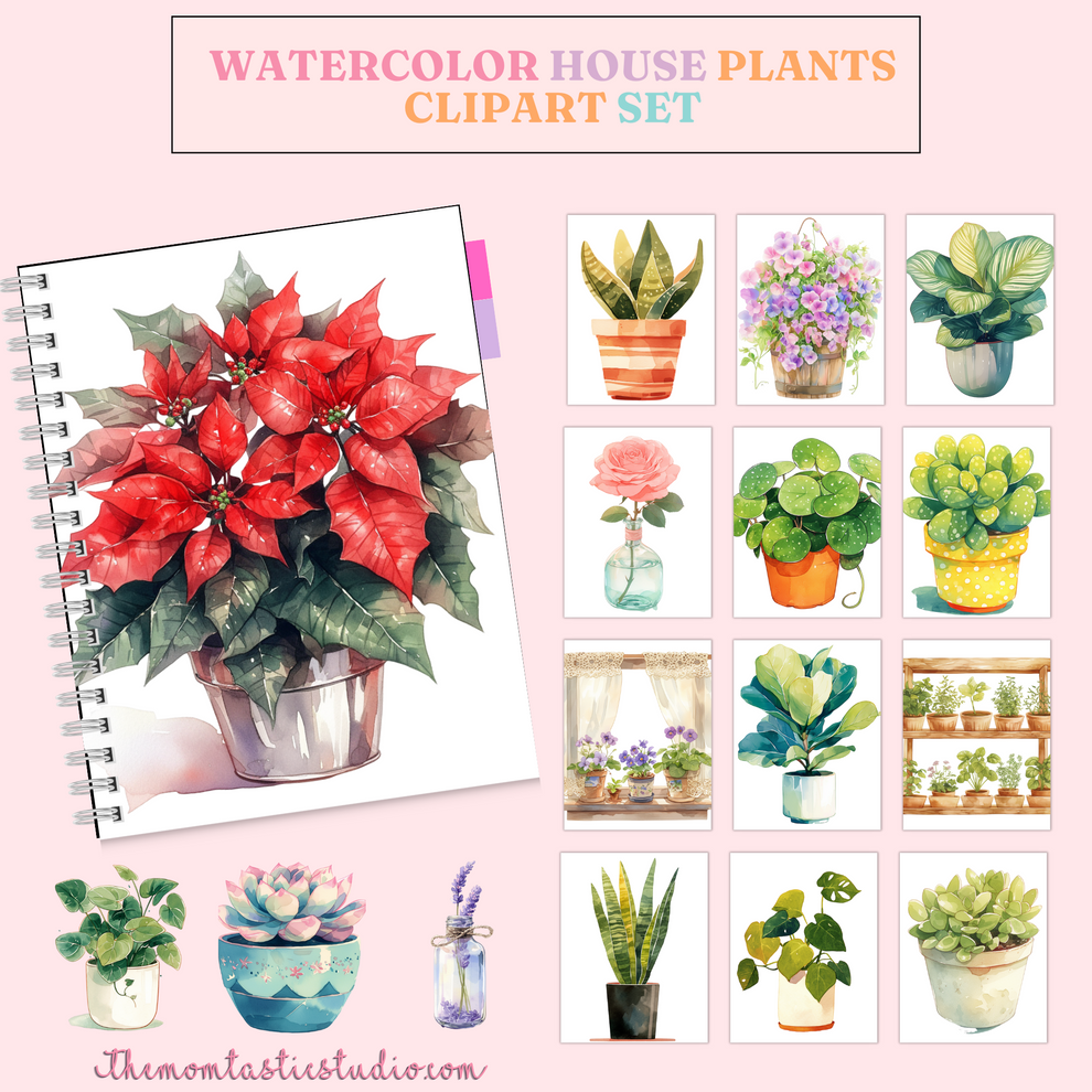 Watercolor House Plants – Clipart Set - Planner Sticker - High-Quality ...
