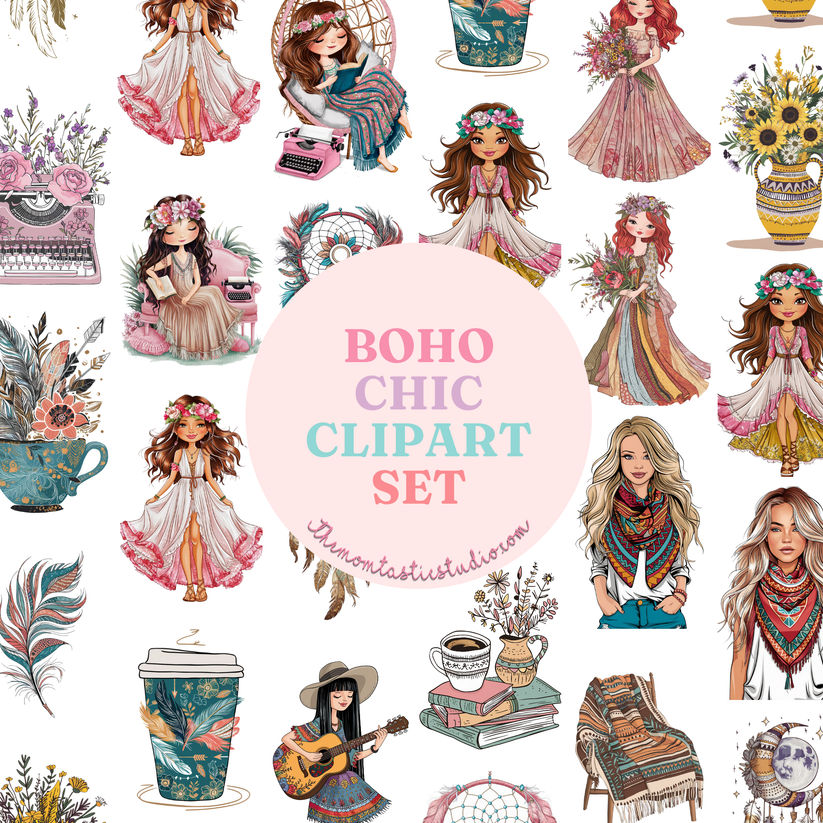 Boho Chic – Clipart Set - Planner Sticker - High-Quality PNG - Transpa ...