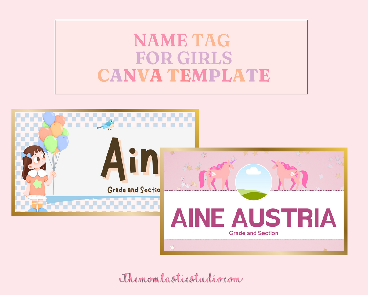 Name Tag for Girls – Instant Download – Canva Editable - Commercial Us ...