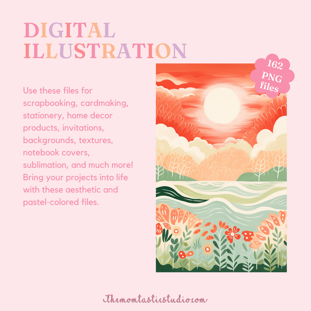 Boho Sunsets Digital Illustration 300DPI – Instant Download – Commerci ...