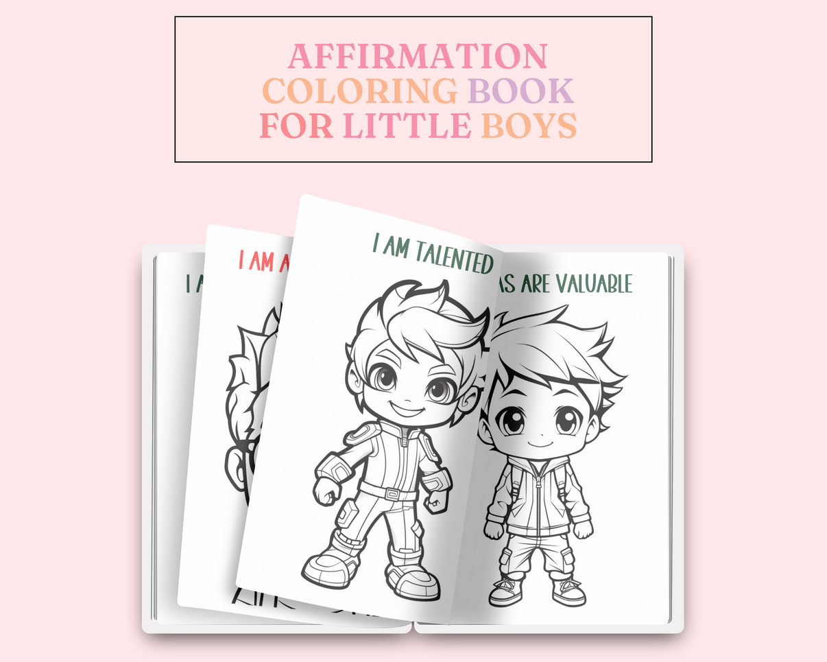 Affirmation Coloring Book for Little Boys – Digital Template – Empower ...